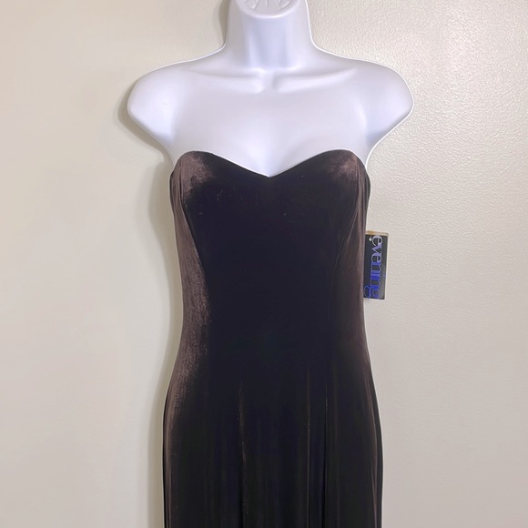 AJ Bari | Dresses | Vintage Aj Bari Evening Dark Brown Velvet Strapless ...